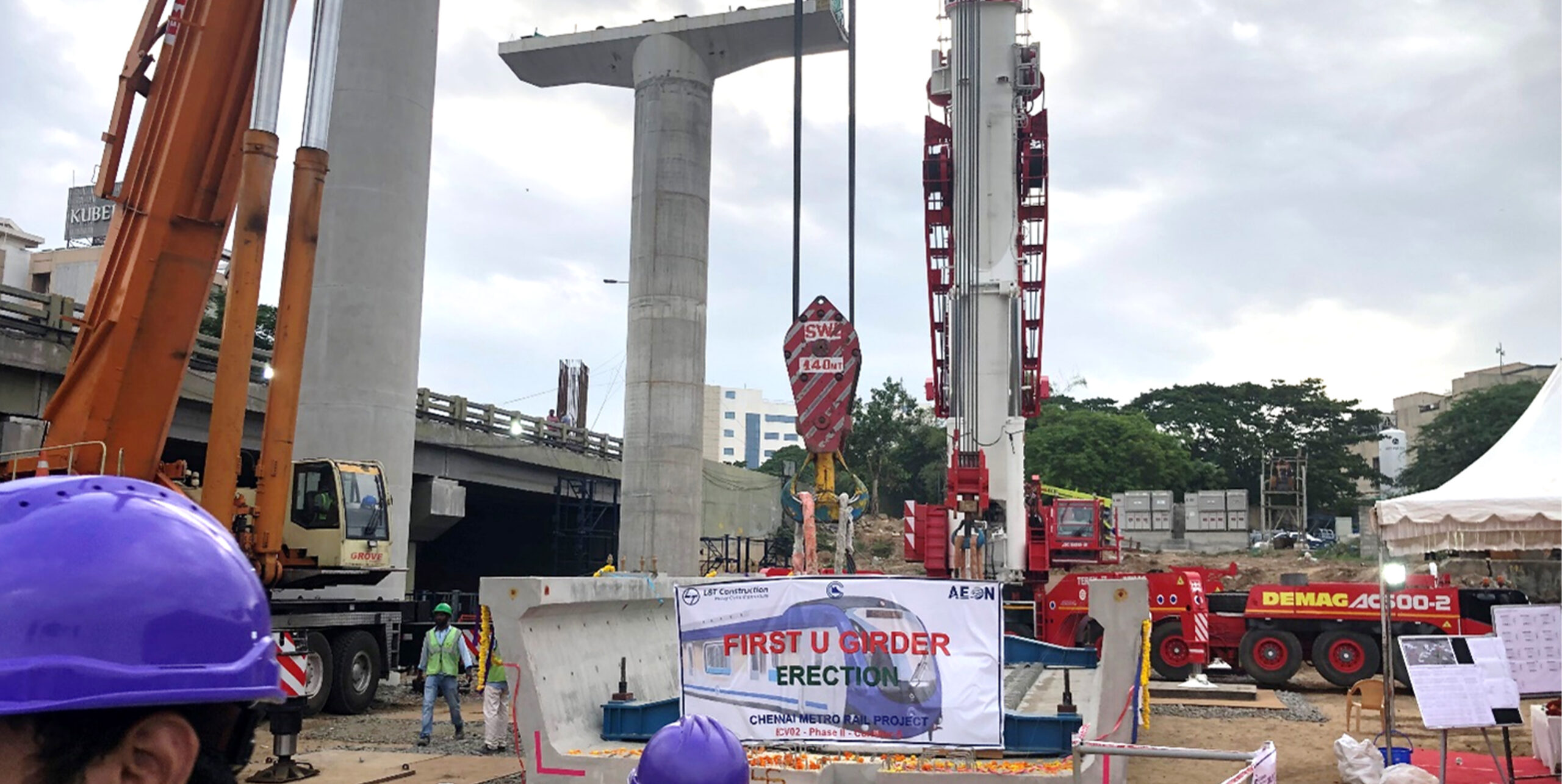 Chennai Metro phase 2, corridor 5: first U Girders erected - SMEC